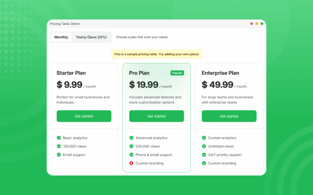 How To Add Free Pricing Table Widget To Website?